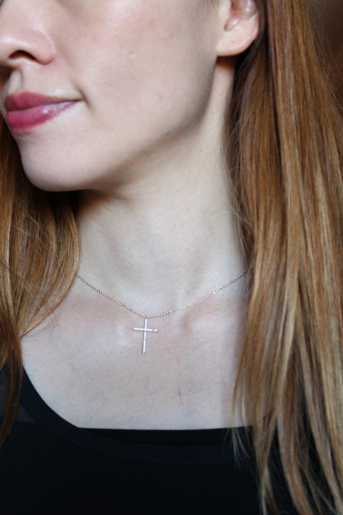 micro-set crystal cross necklace earrings set – Ocean Fashion