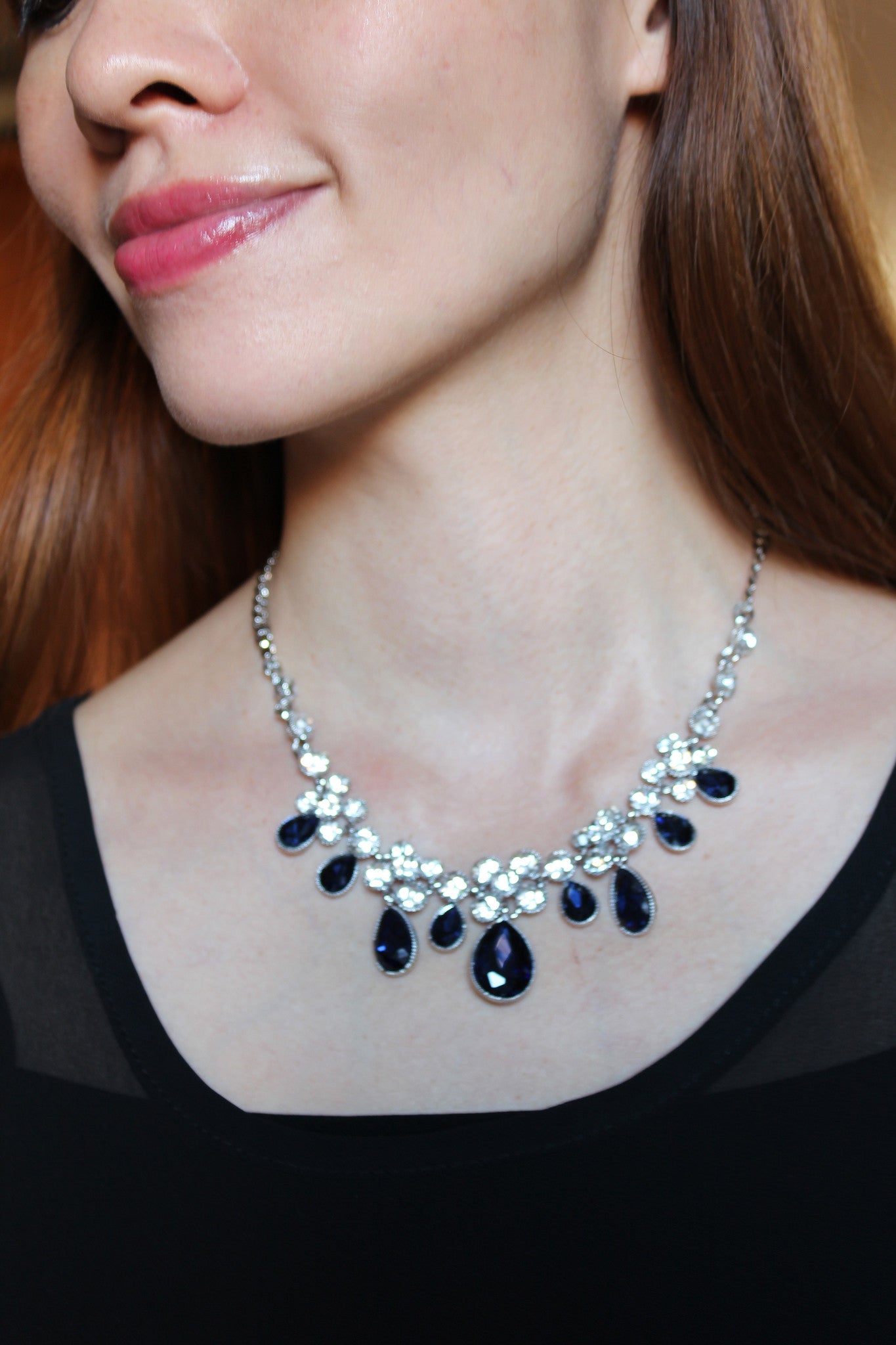 noble blue garnet crystal necklace – Ocean Fashion