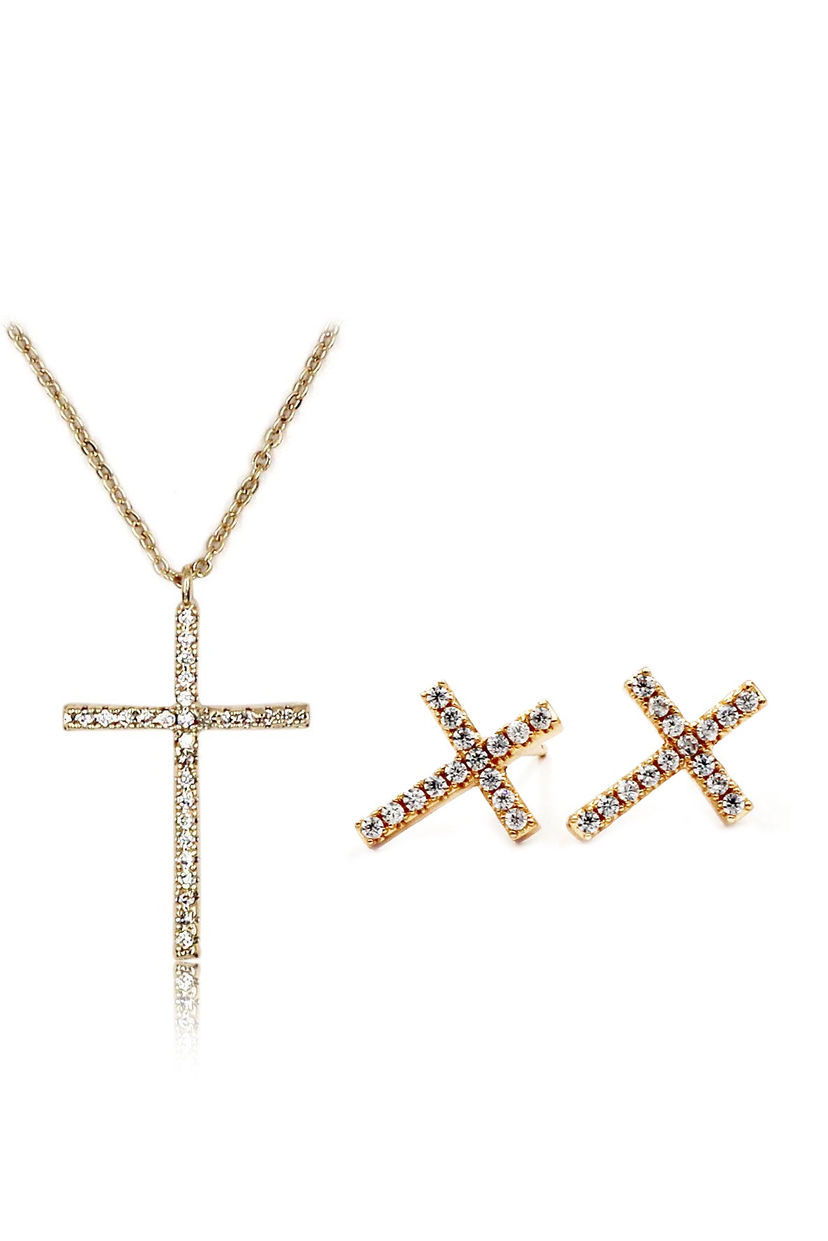 micro-set crystal cross necklace earrings set – Ocean Fashion