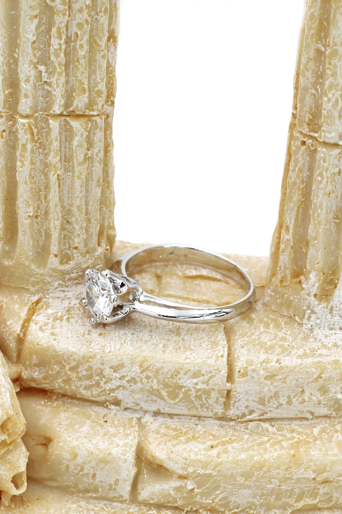 single crystal bare silver ring – Ocean Fashion