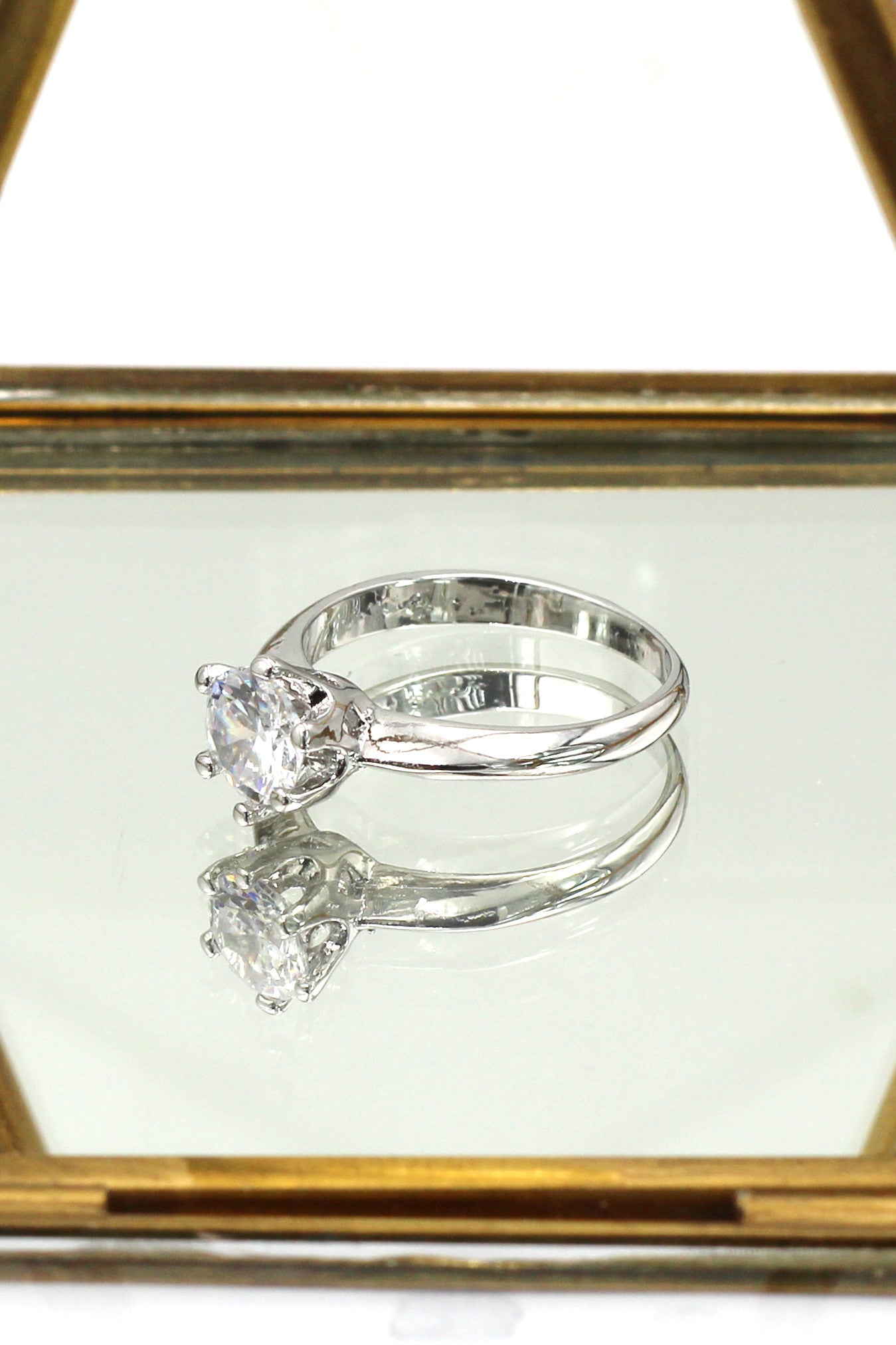 single crystal bare silver ring – Ocean Fashion